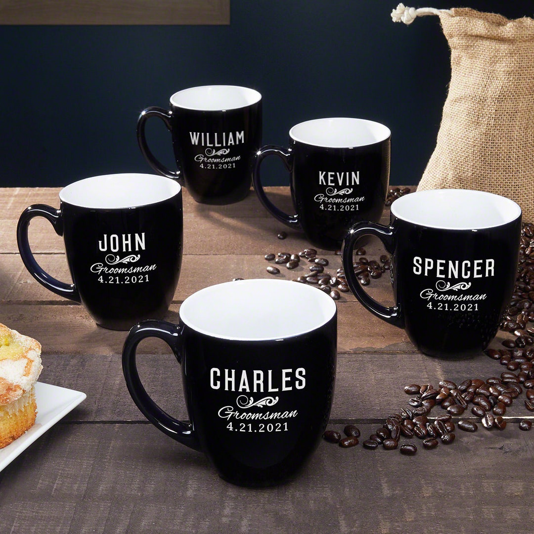 Custom Groomsman Mugs Set of 5 Coffee Lover Gift, Groomsmen Gift ...