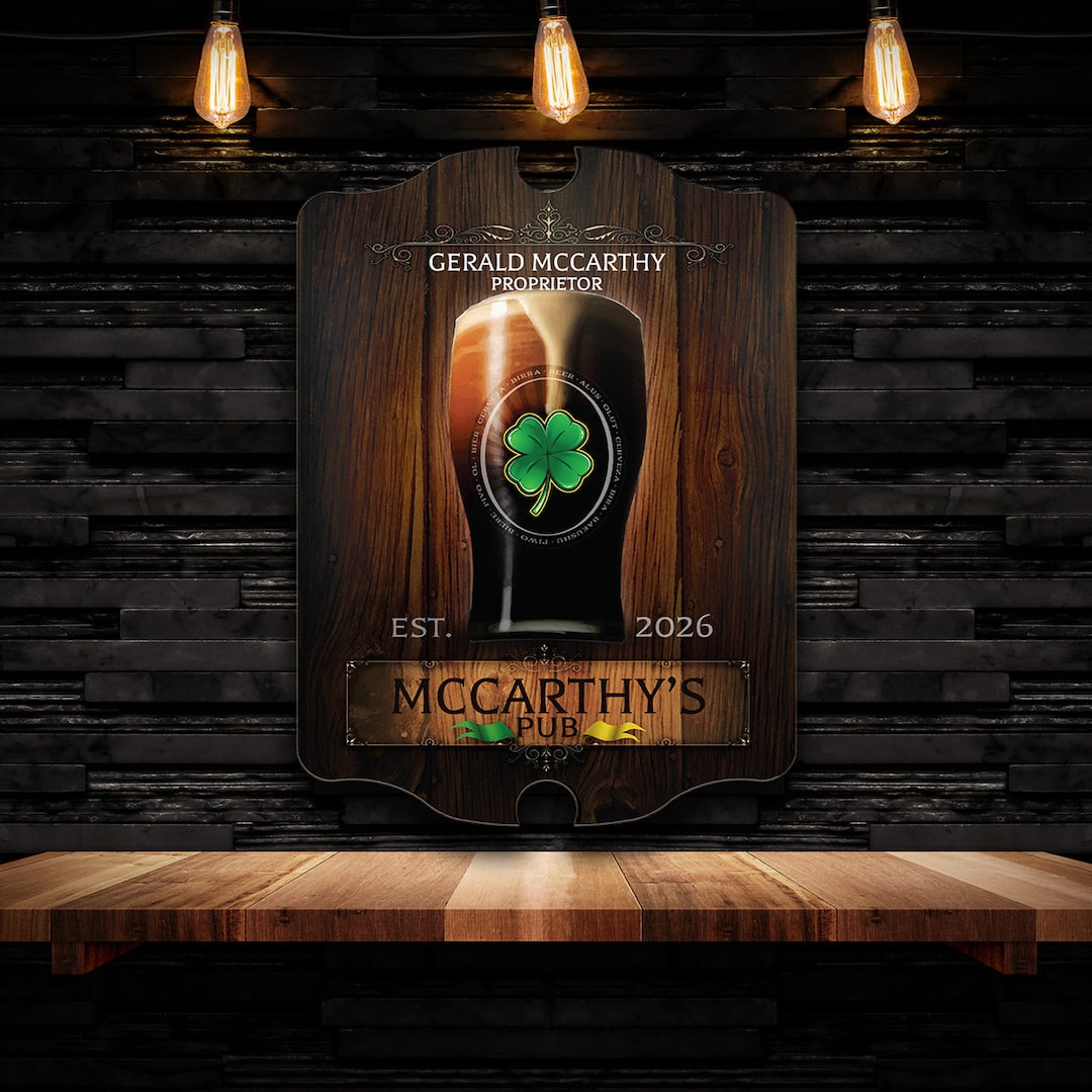 Failte Personalized Irish Pub Sign - Irish Pub Decor, Wooden Custom Bar ...