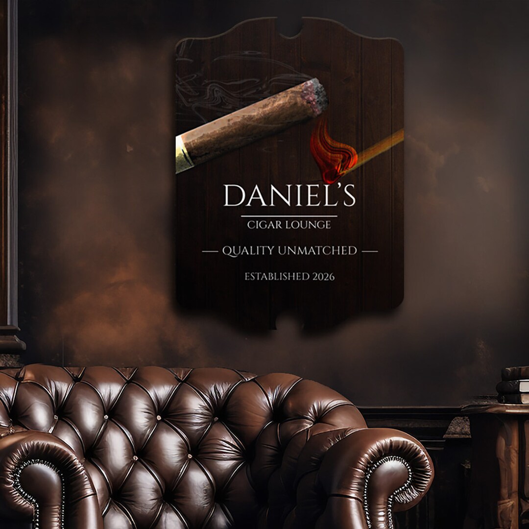 Personalized Cigar Lounge Sign - Large Custom Cigar Sign, Vintage Cigar ...