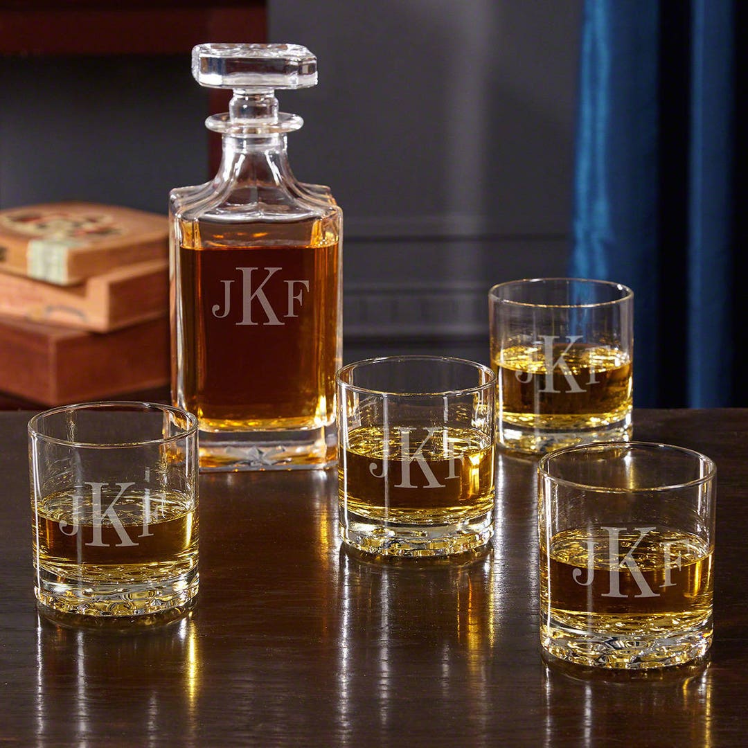 Monogrammed Whiskey Decanter Set - Personalized Decanter Set, Vintage ...