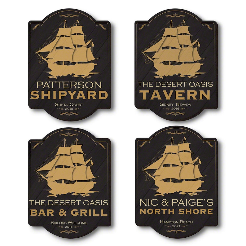 Shipyard Tavern Wooden Custom Sign Boat Lovers Shipwrecked - Etsy