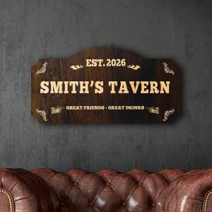 Classic Bar Personalized Wood Sign - Signature Series Speakeasy Sign ...