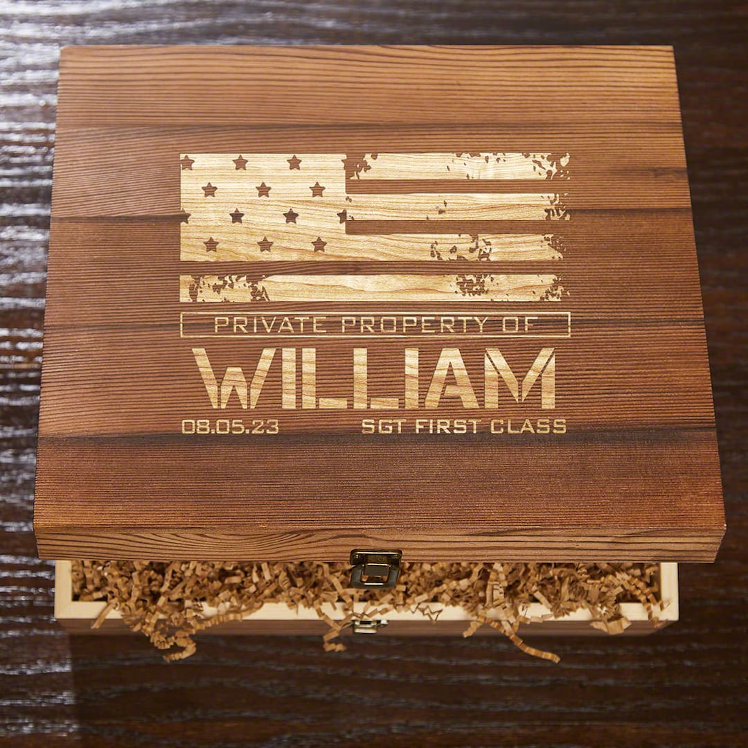 Engraved Army Keepsake Box Custom Keepsake Box, Army Retirement Gift ...