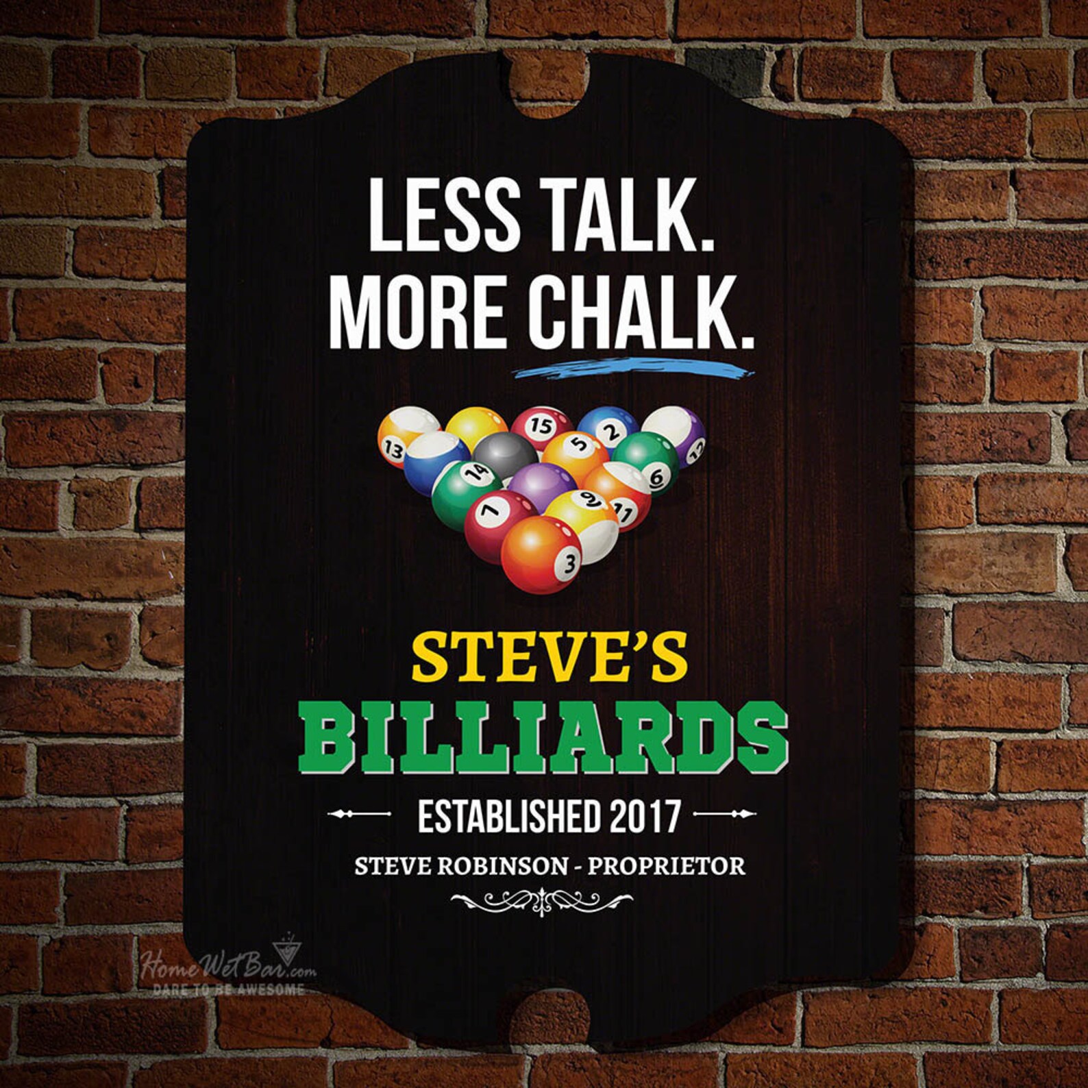 Custom Billiards Sign Personalized Wall Sign For A Game Room Etsy