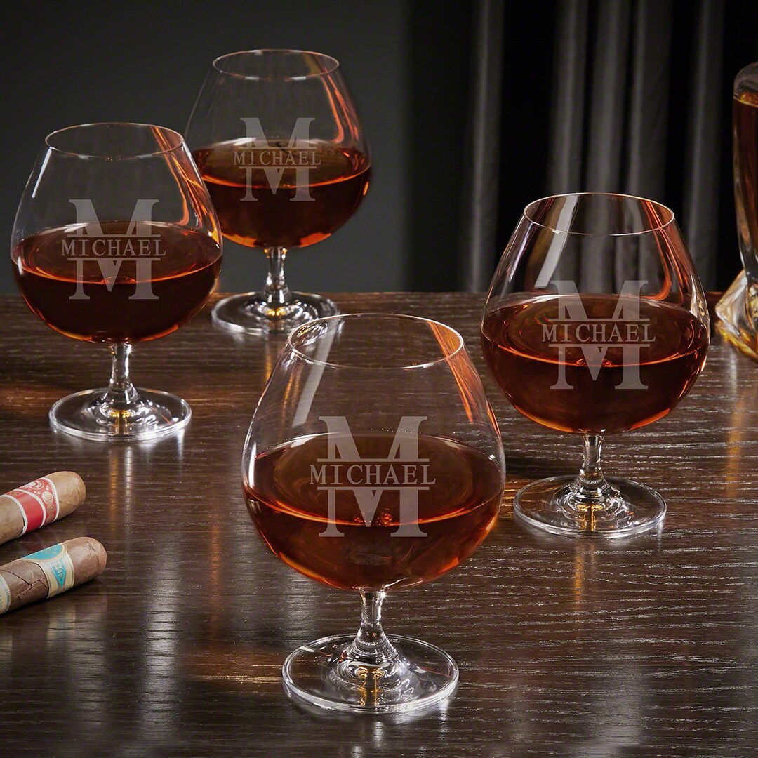 Personalized Brandy Snifters - Engraved Cognac Glasses Set of 4, Custom ...