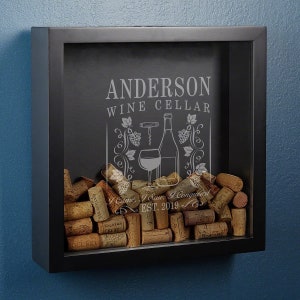 Engraved Wine Cork Shadow Box Cork Holder, Black Shadow Box, Wine Cork ...