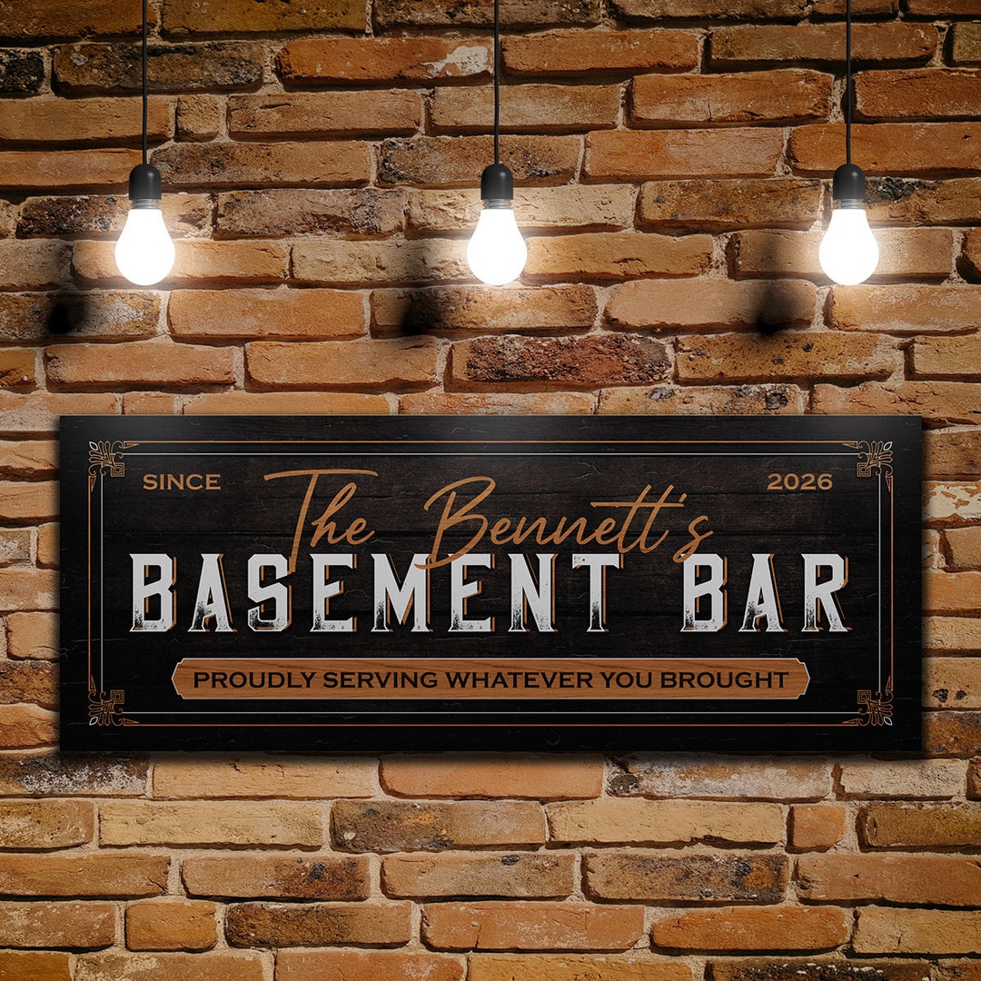 Basement Bar Sign - Large Custom Wooden Sign, Man Cave Sign, Basement ...