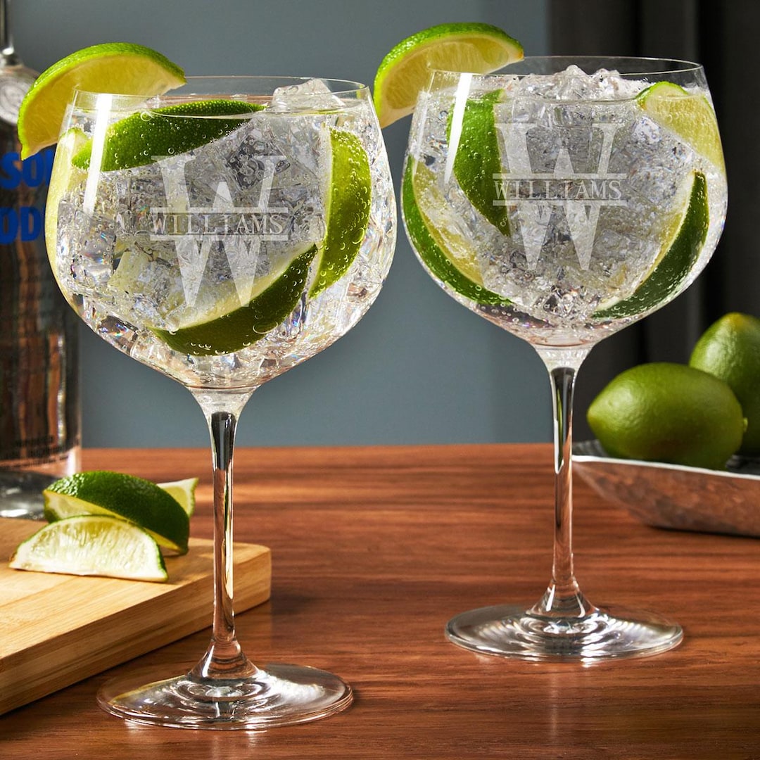 Custom Gin and Tonic Glasses - Custom Cocktail Glasses, Etched Gin and ...