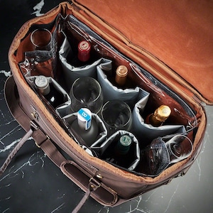 Custom Whiskey Bottle Carrier - Weekender Bag, Wine & Liquor Bottle Bag ...