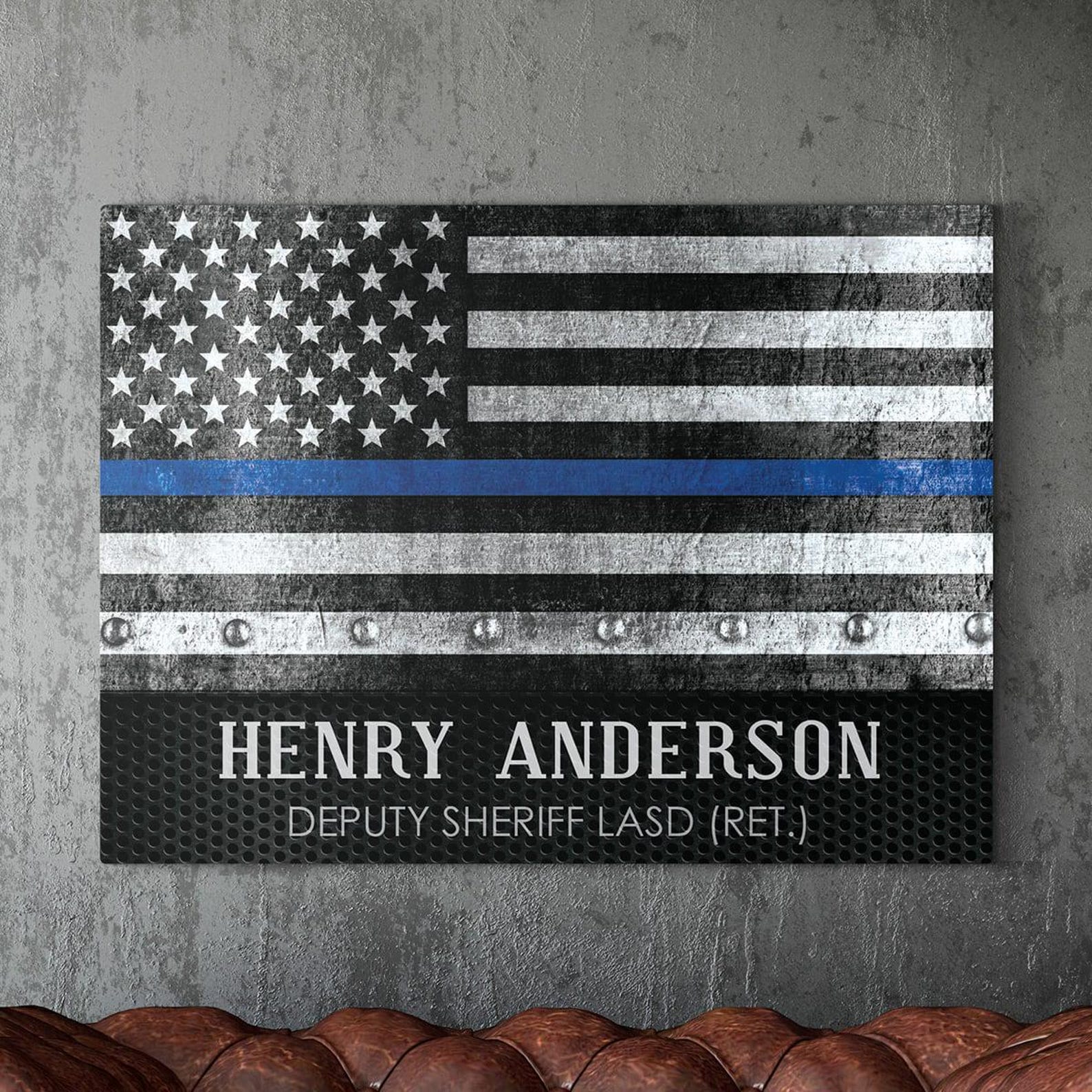 Thin Blue Line Police Officer Sign - Customized Wooden Police Sign ...