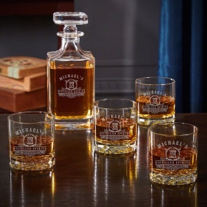 Boxed Decanter Set With Personalized Glasses Great Gift for Bosses Dads ...