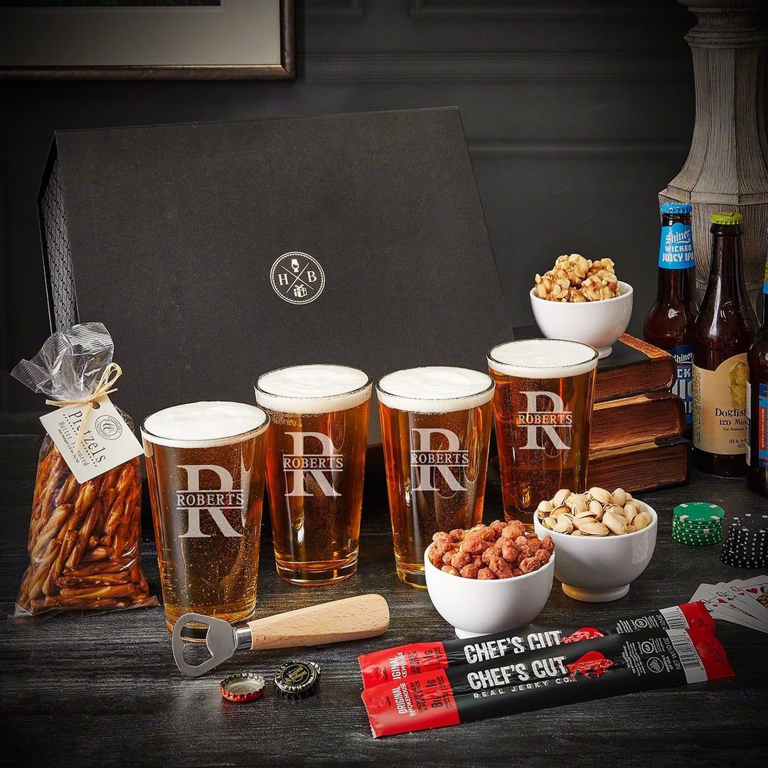 Ultimate Boxed Beer Gifts Set 13pc Custom Pint Glasses, Beer Gift Set ...