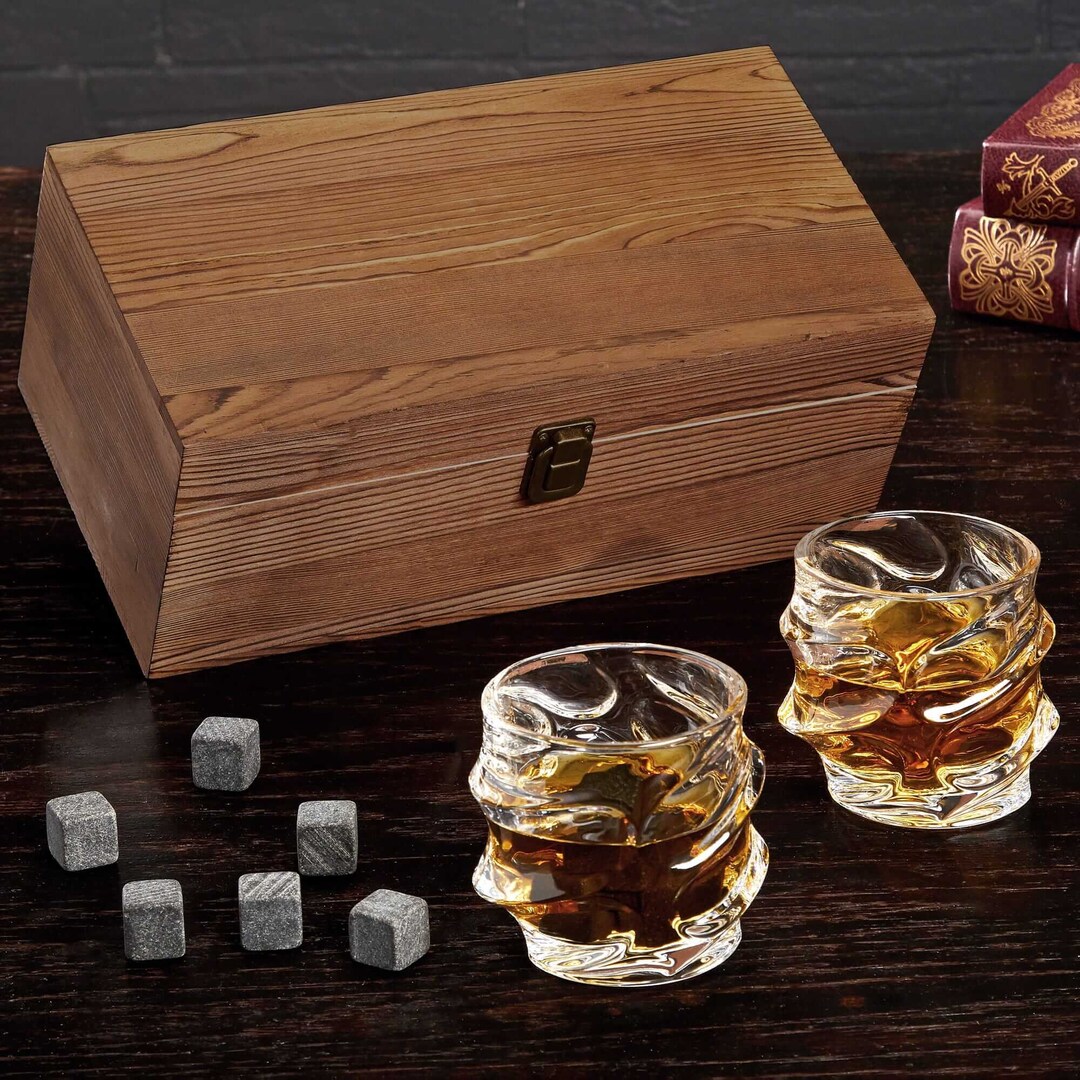 Whiskey Box Set Whiskey Glasses Boxed Set, Whiskey Stones Set, Sculpted ...