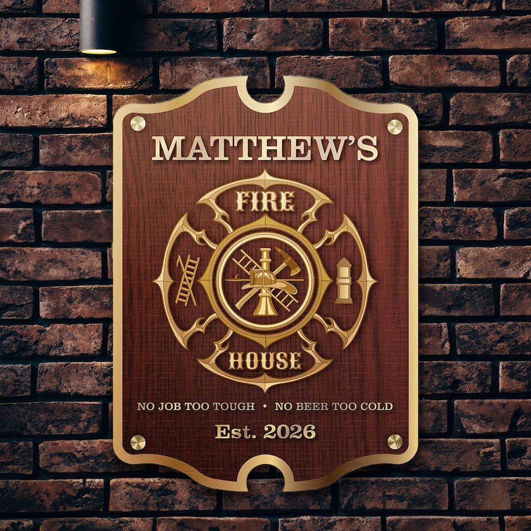 Personalized Firefighter Sign - Custom Firehouse Sign, Firefighter Bar ...