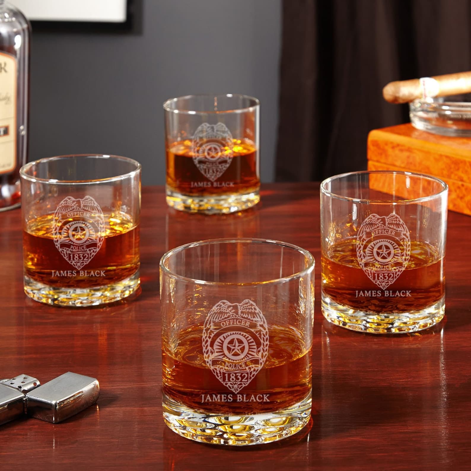 Etched Whiskey Glass - Police Officer Gift, Custom Whiskey Glasses, Law ...