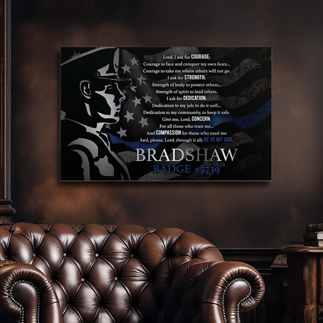 Custom Wood Engraved Police Prayer Sign - Police Officer Sign, Police ...