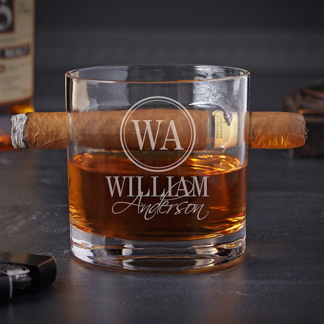 Personalized Cigar Glass Engraved Bourbon Glass, Anniversary Gift ...