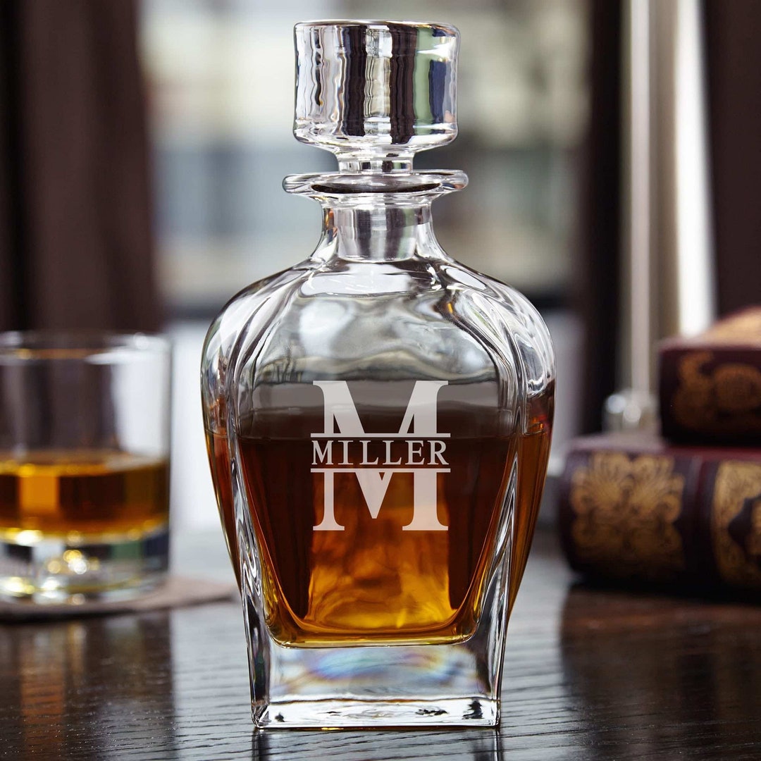 Custom Bourbon Decanter Set With Crystal Glencairn Glasses Engraved ...