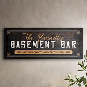Basement Bar Sign - Large Custom Wooden Sign, Man Cave Sign, Basement ...