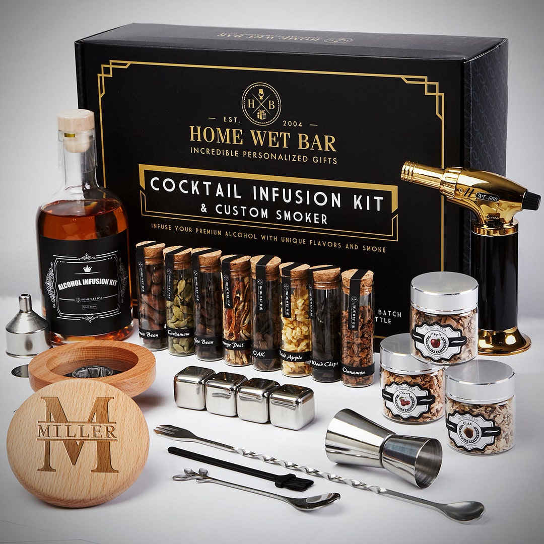 DIY Cocktail Infusion Kit and Whiskey Smoker 24pc Whiskey Lover Gift, Old Fashioned, Craft ...