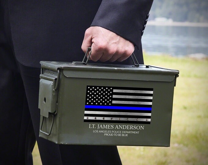 Engraved Ammo Box Police Officer Law Enforcement Badge Cop Fireman EMT ...