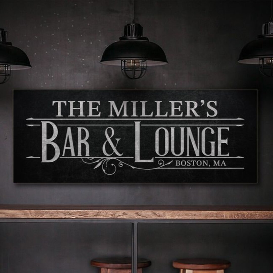 Custom Bar and Lounge Sign - Speakeasy Style, Large Wooden Name Sign ...