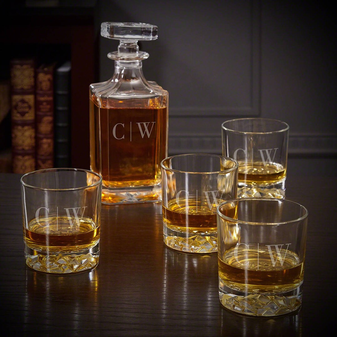 Whiskey Decanter Set Personalized - Custom Whiskey Glasses, Bourbon ...