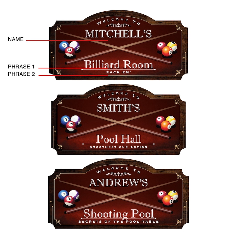 Custom Billiards Sign - Billiards Game Room Decor, Billiards Game Room ...