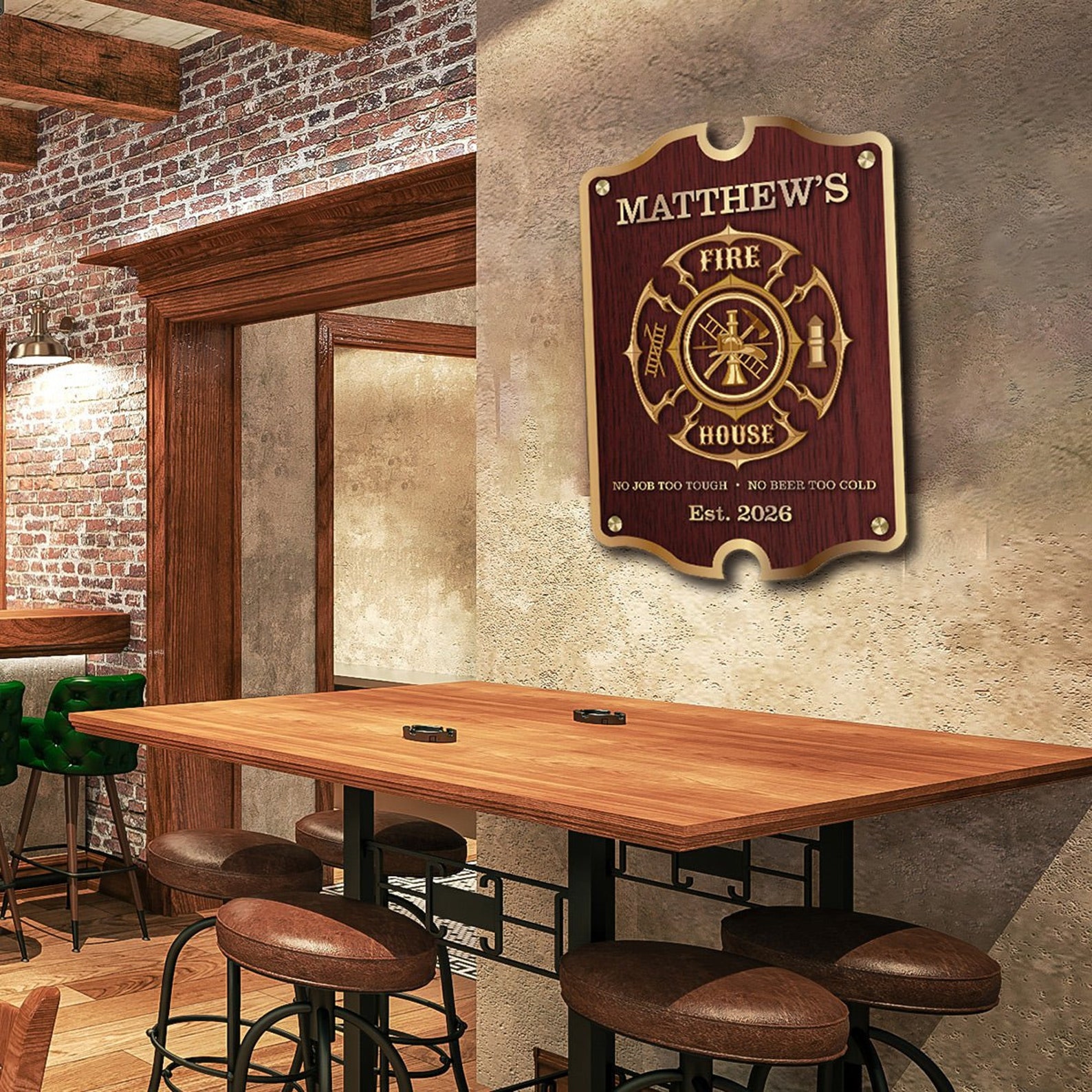 Personalized Firefighter Sign - Custom Firehouse Sign, Firefighter Bar ...
