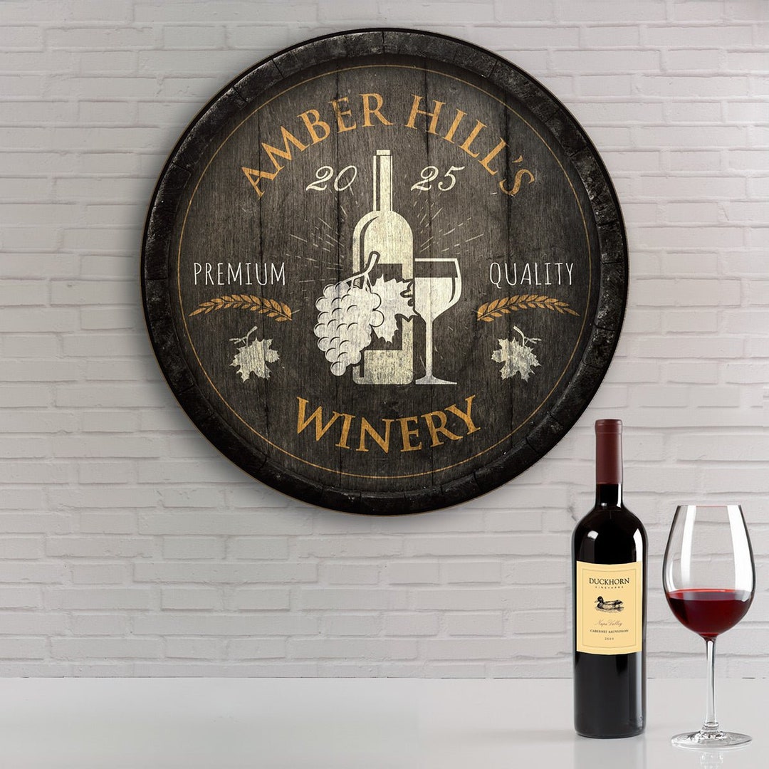 Personalized Vintage Winery Sign - Fruit of the Wine, Wooden Wine Sign ...