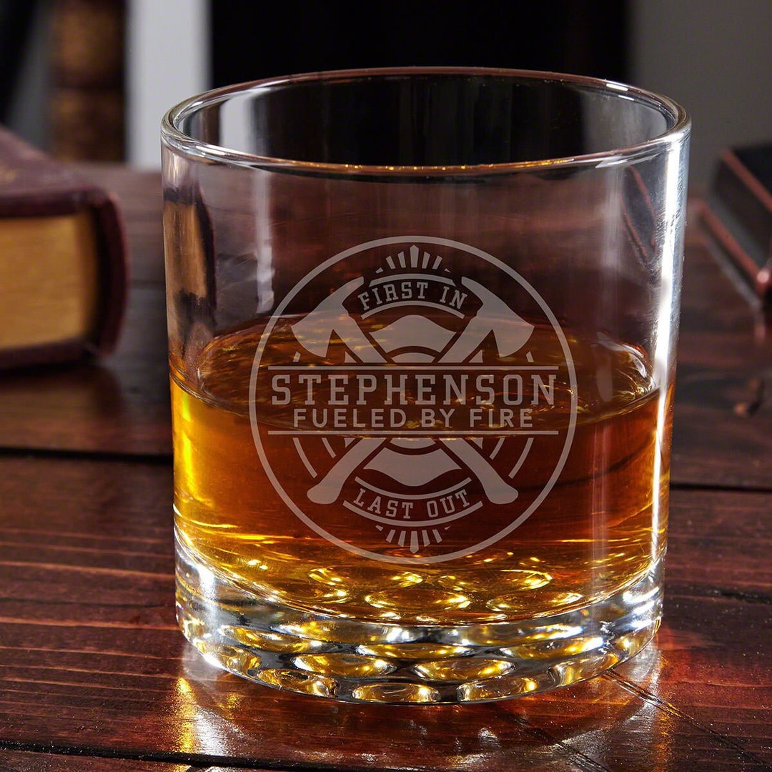 Custom Whiskey Glass for Firefighter - Personalized Whisky Glass, Gift ...