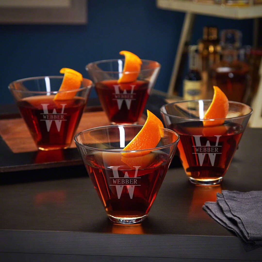 Engraved Martini Glass Stemless - Custom Cocktail Glass, Cosmopolitan ...
