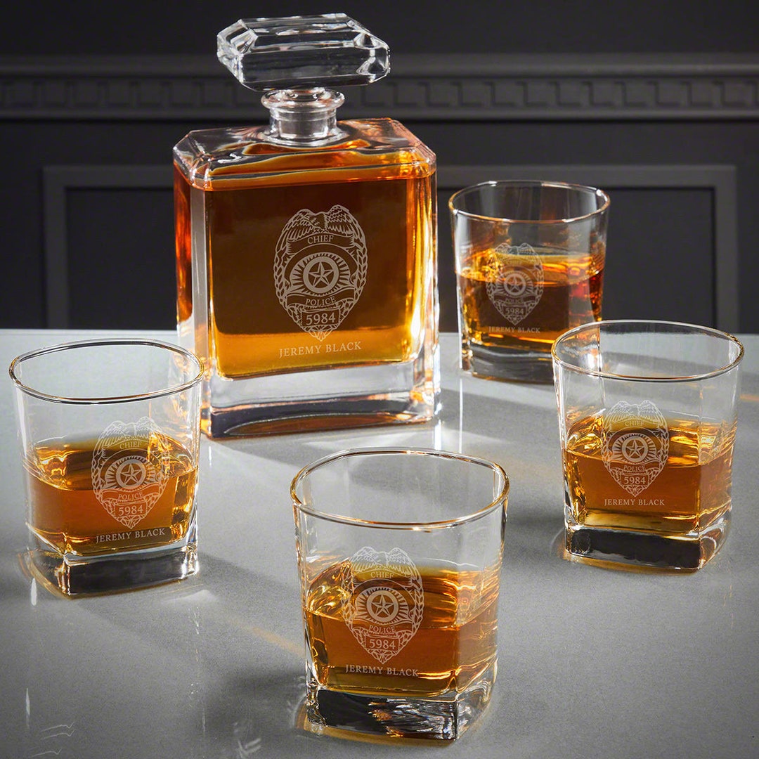 Custom Whiskey Decanter Set for Police Officers Engraved Liquor ...