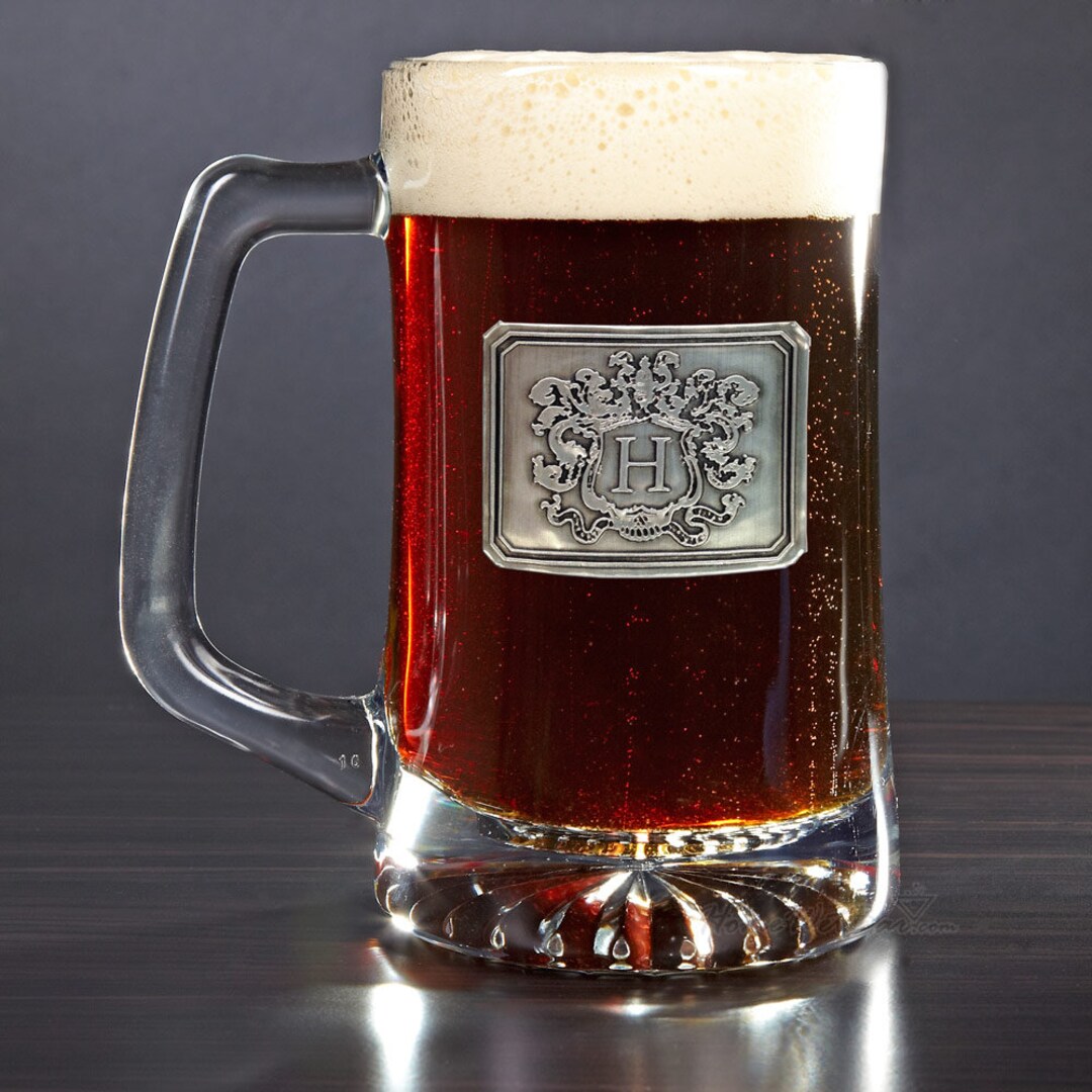 Personalized Beer Mug Monogrammed Crest Custom Beer Stein With Handle ...