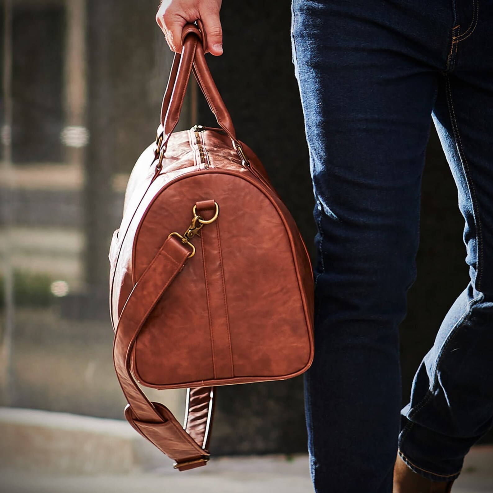 Monogram Leather Duffle Bag – Personalized Weekender Travel Bag - Etsy