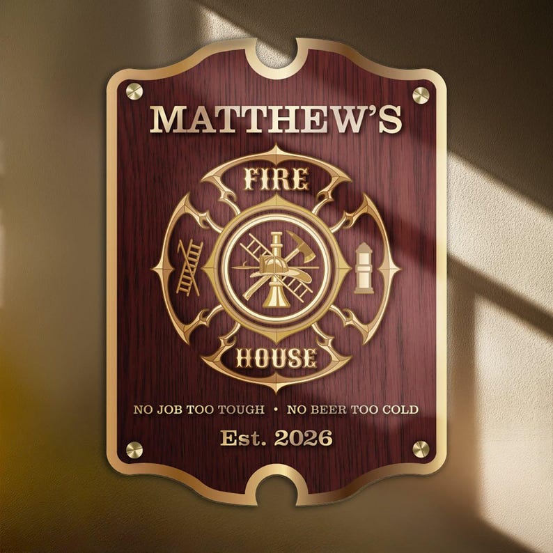 Personalized Firefighter Sign - Custom Firehouse Sign, Firefighter Bar ...