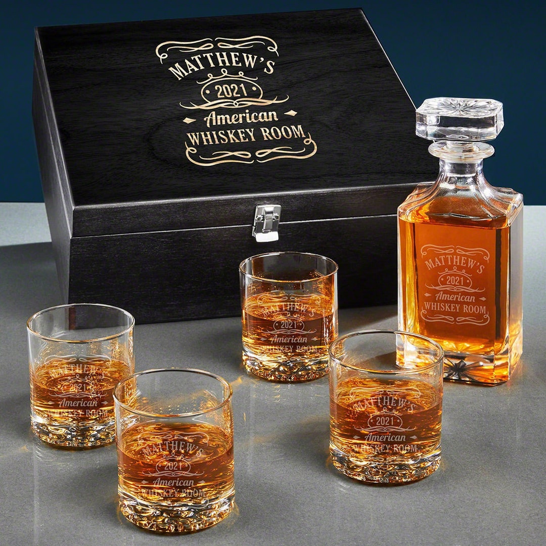Personalized Carson Crystal Decanter Gift Set - Custom Whiskey Decanter ...