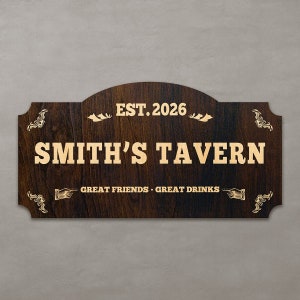 Classic Bar Personalized Wood Sign - Signature Series Speakeasy Sign ...