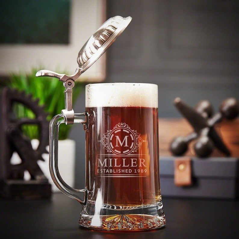 Personalized German Beer Stein With Lid - Beer Lover Gift for Groomsmen ...