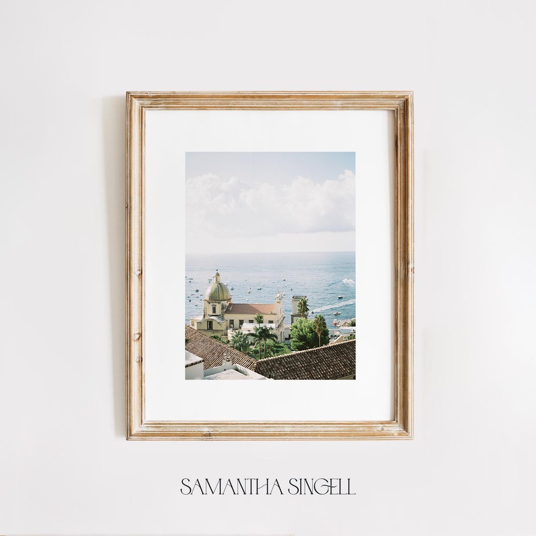 Positano Italy Coastal Village Fine Art Print, Dome of Santa Maria ...