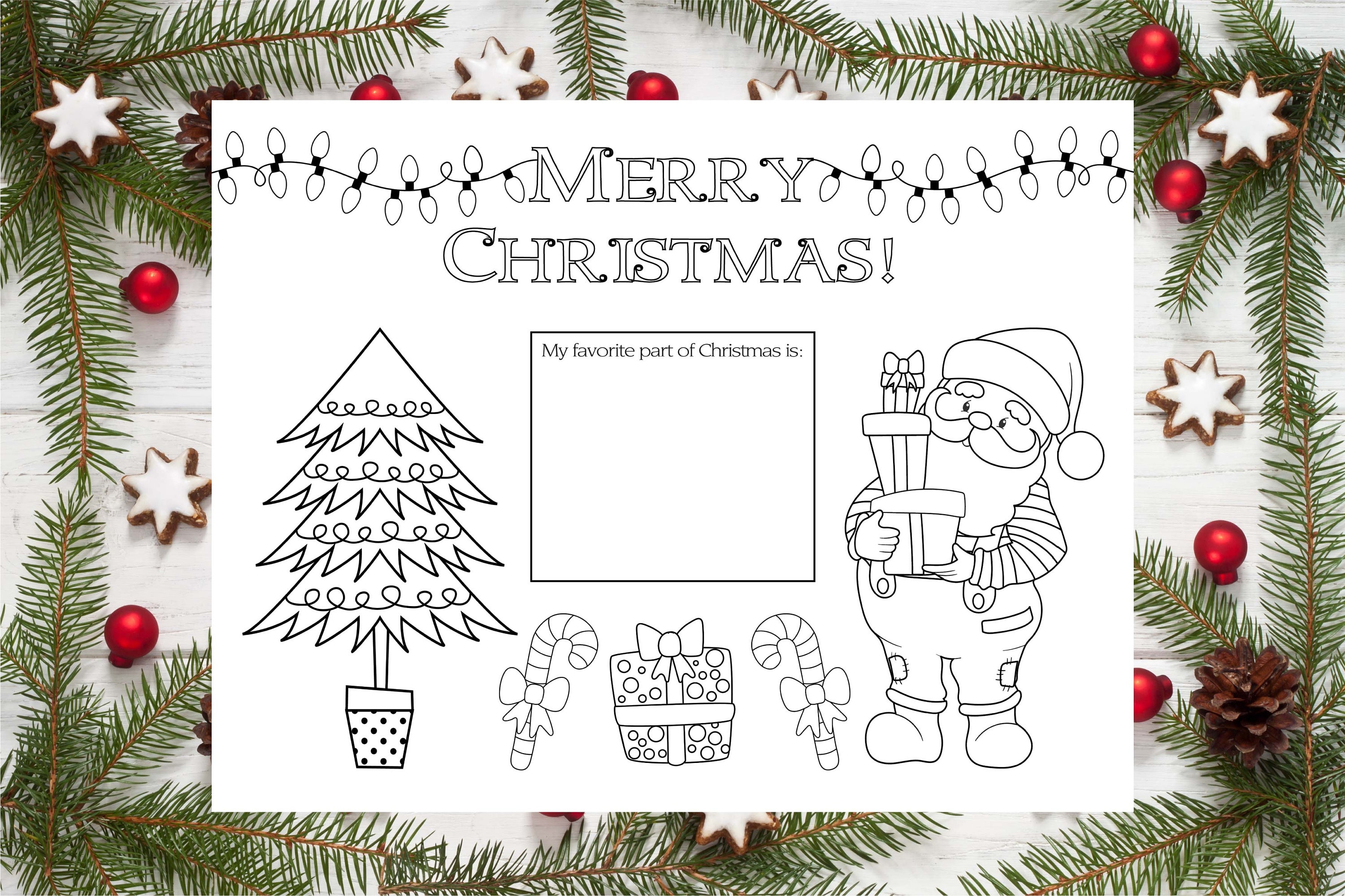 Kitchen & Dining Table Linens Merry Christmas Colouring Placemat Sheet ...