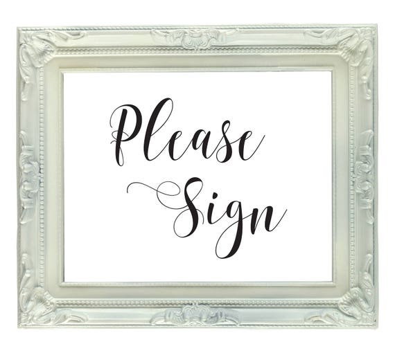 Please Sign 8x10 Instant Download Printable Sign Guest Book | Etsy