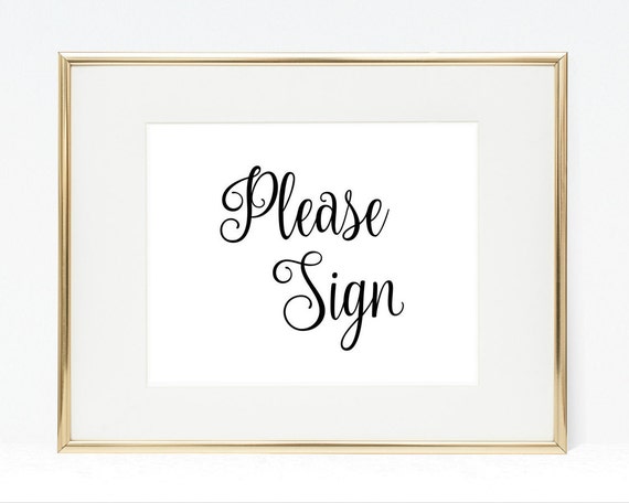 Please Sign 8x10 Digital / Printable Guestbook Sign Instant | Etsy