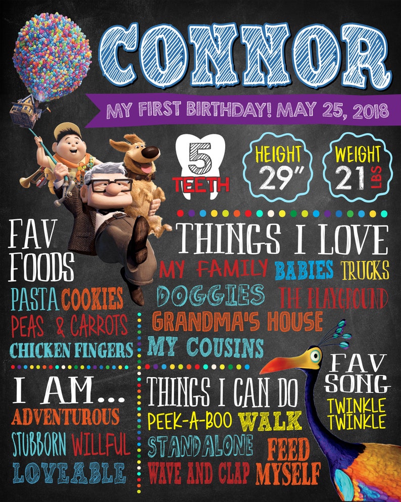 Disney's UP Birthday Decor Birthday Chalkboard | Etsy