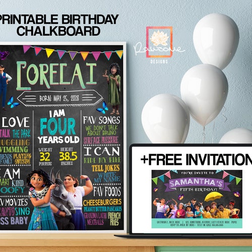 Printable Encanto First Birthday Chalkboard Sign Poster 1st - Etsy