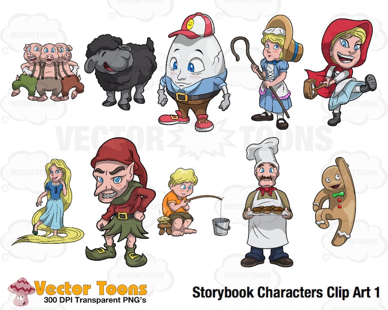 Storybook Characters Clip Art 1 Digital Clipart Digital | Etsy