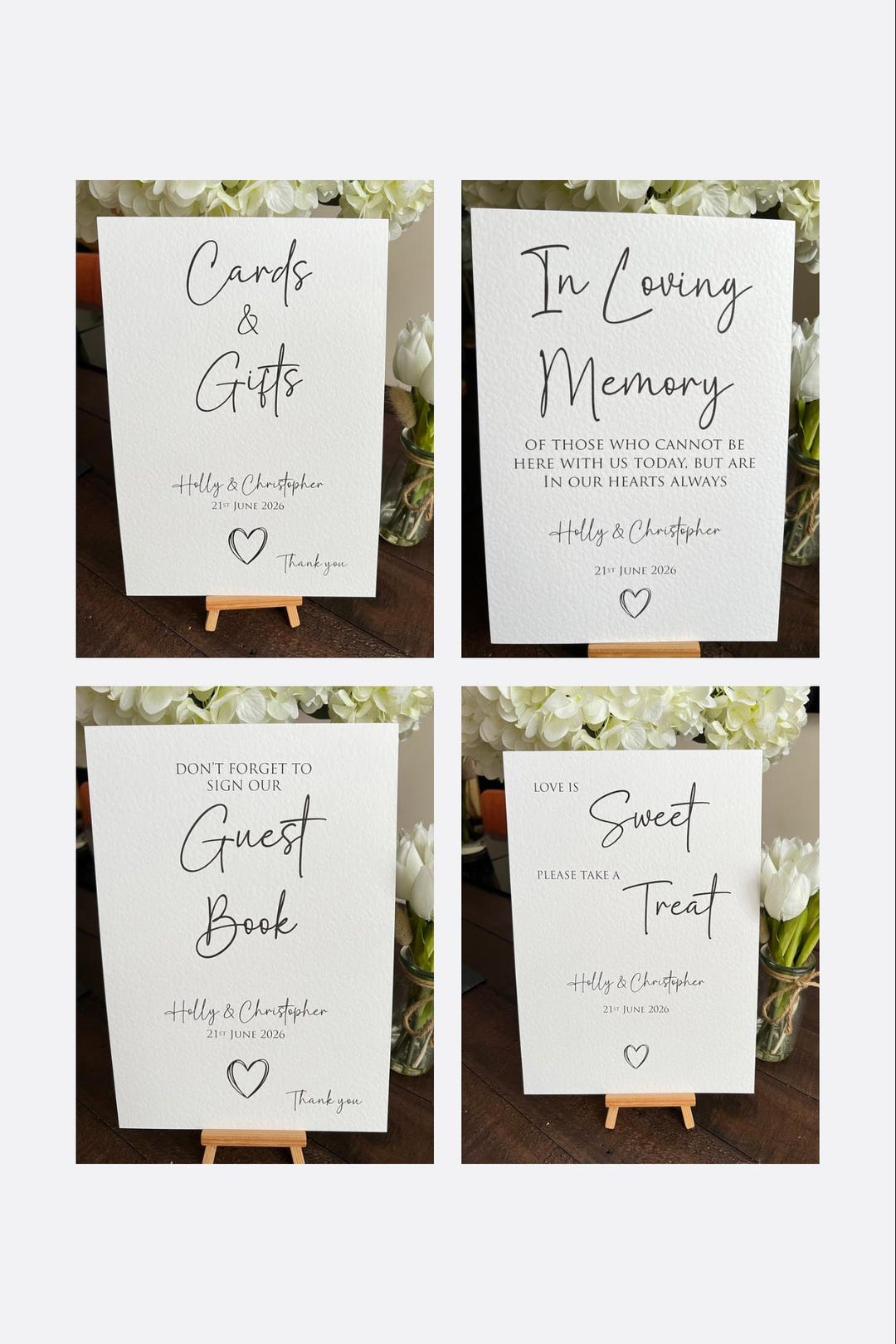 Personalised Wedding Sign Set, Modern Minimalist Decor, A4 - Etsy