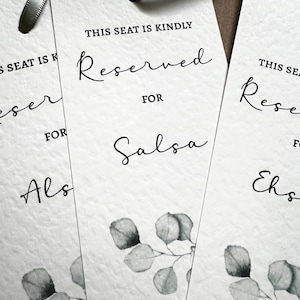 Eucalyptus Wedding Reserved Tags, Wedding Ceremony Reserved Seating Tag ...