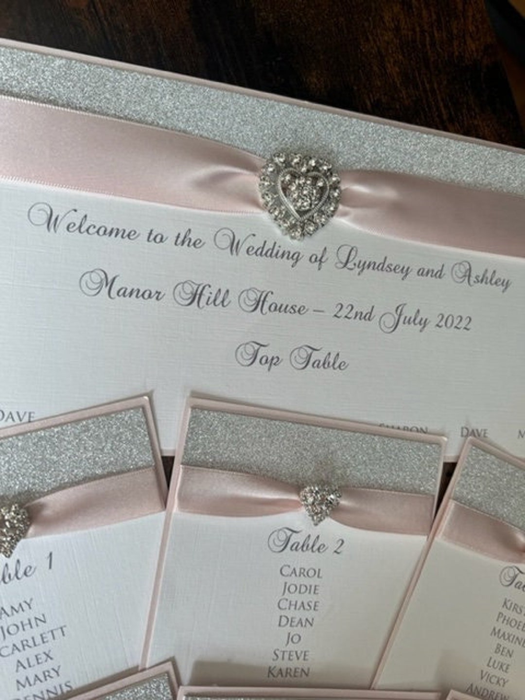 Table Plan Cards, Silver Glitter, Grey Pink, Find Your Seat, Take Your ...
