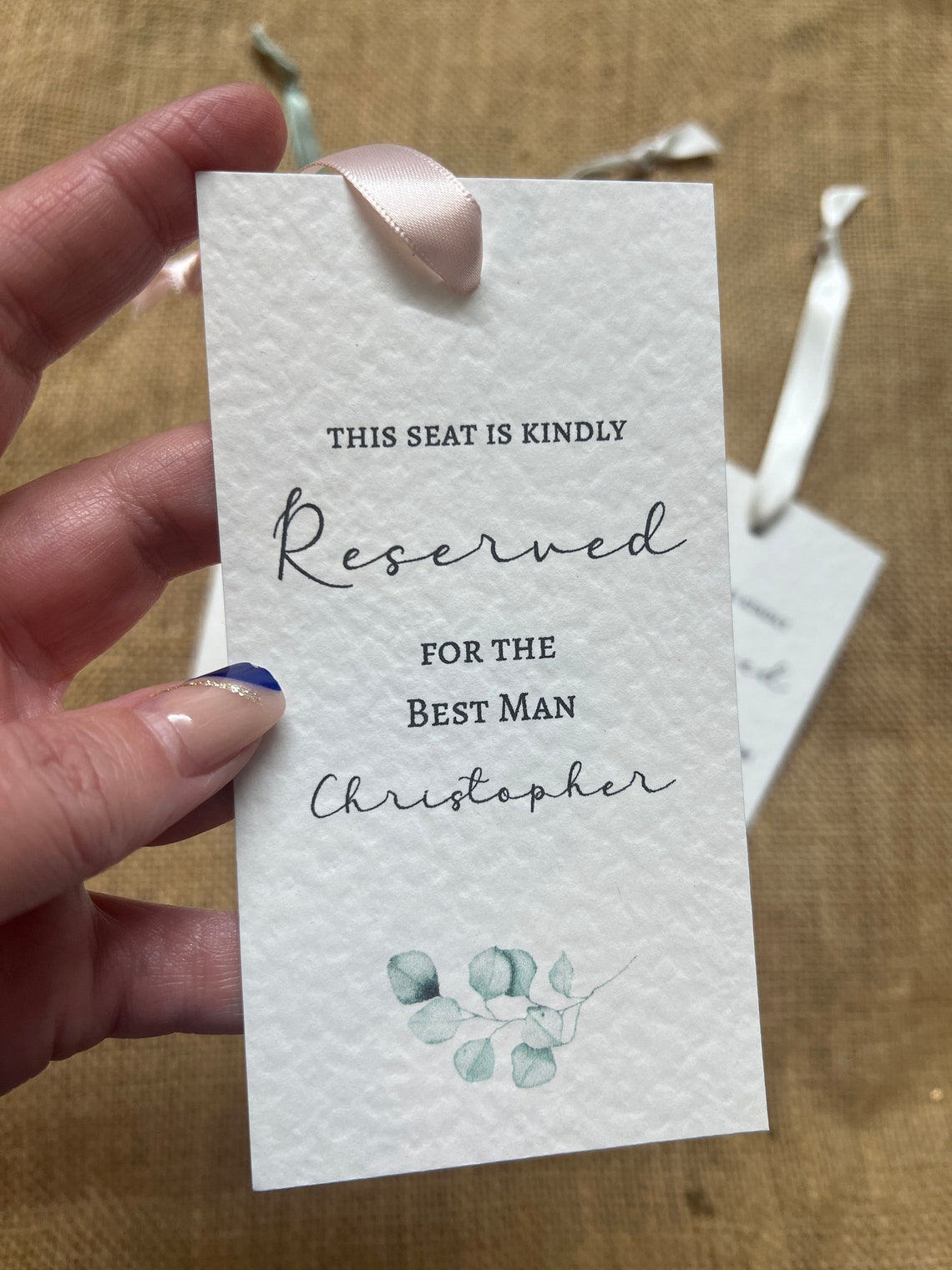 Eucalyptus Wedding Reserved Tags, Wedding Ceremony Reserved Seating Tag ...